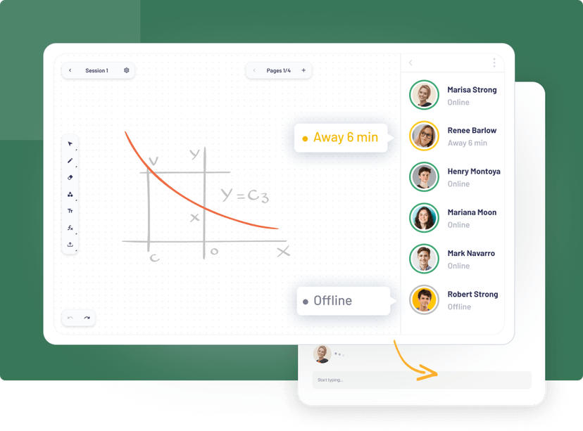 Digital whiteboarding tools for interactive teaching